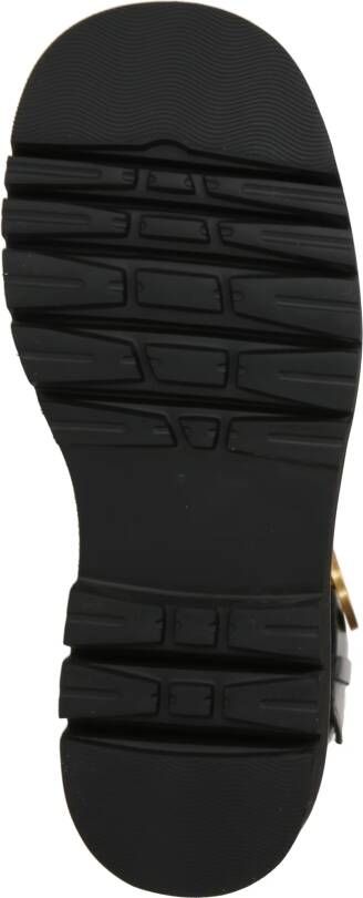 Twinset Zwarte leren Chelsea-laarzen met Oval T-logo Black Dames ...