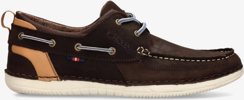 NICOBOCO boat sneakers bruin zwart heren - Schoenen.nl