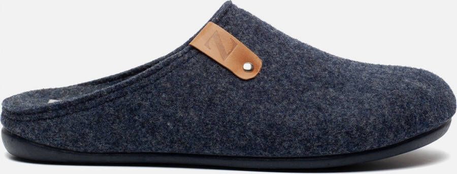 Basicz Pantoffels Heren Instap sloffen Wol Blauw - Schoenen.nl