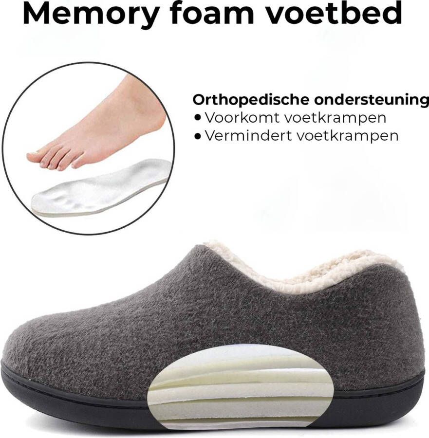 Comfeet Pantoffels Dames Sloffen Grijs Anti-slip - Schoenen.nl