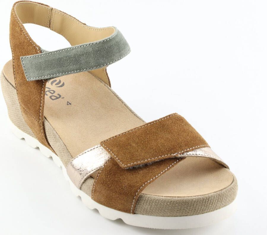 Durea 7403 024G Bruin Groen G Wijdte Sandalen - Schoenen.nl