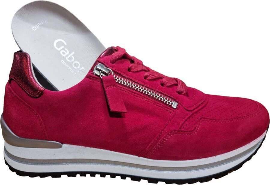 Gabor Sneaker 06.528.68 Rubin Rood Suède Wijdte H - Schoenen.nl