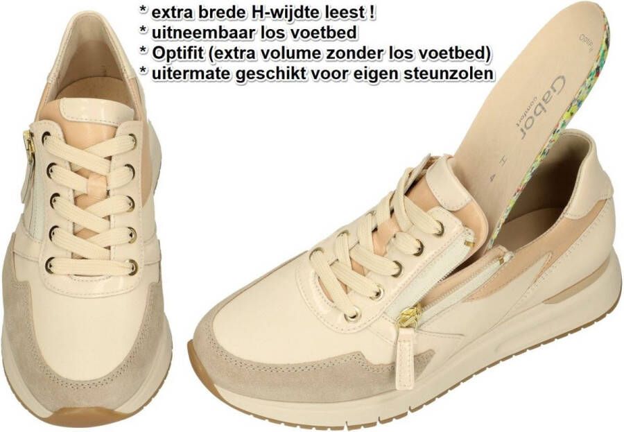 Gabor -Dames crÈme sneakers - Schoenen.nl