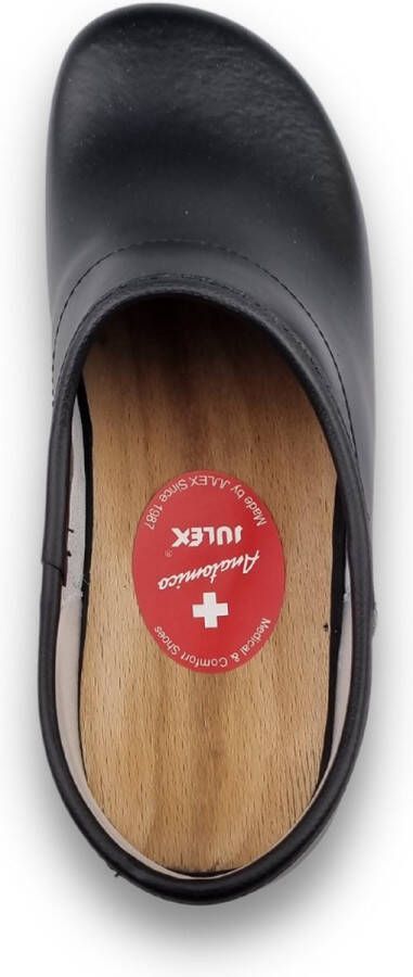Julex Werkklompen Zwart PU houten inleg met dichte hiel - Schoenen.nl