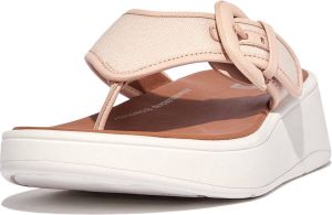 FitFlop F-Mode Leather Flatform Toe-Post Sandals BRUIN - Schoenen.nl