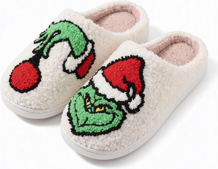 JAXY Smiley Pantoffels & Warme Pantoffels Sloffen Instappers Grinch ...