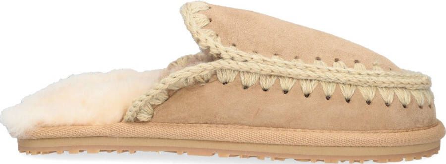 MOU Slipper Full Eskimo Stitch Pantoffels Sloffen Dames Camel - Schoenen.nl