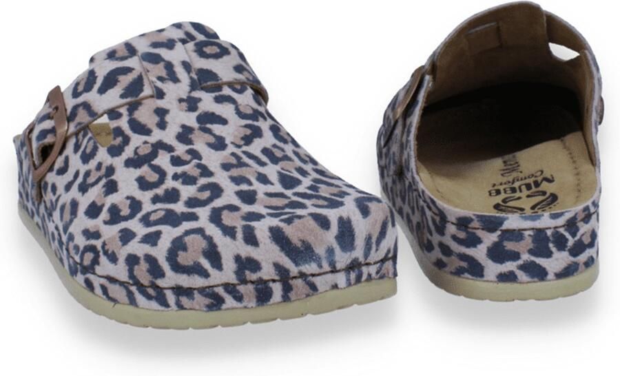 Mubb Comfort Mubb Dames Pantoffel Multi Leo Leopard - Schoenen.nl