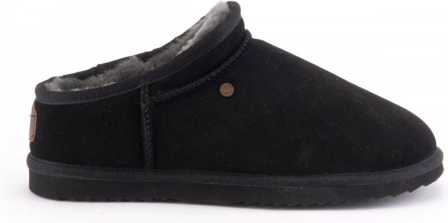 Warmbat Herenmuil van Leer en Schapenwol Black Heren - Schoenen.nl