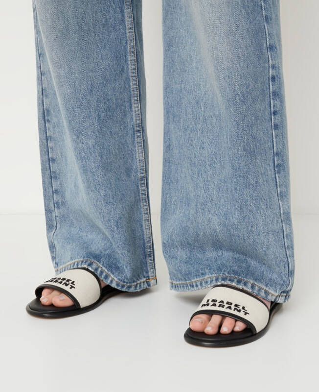 Isabel marant Vikee slipper van canvas met leren details - Schoenen.nl