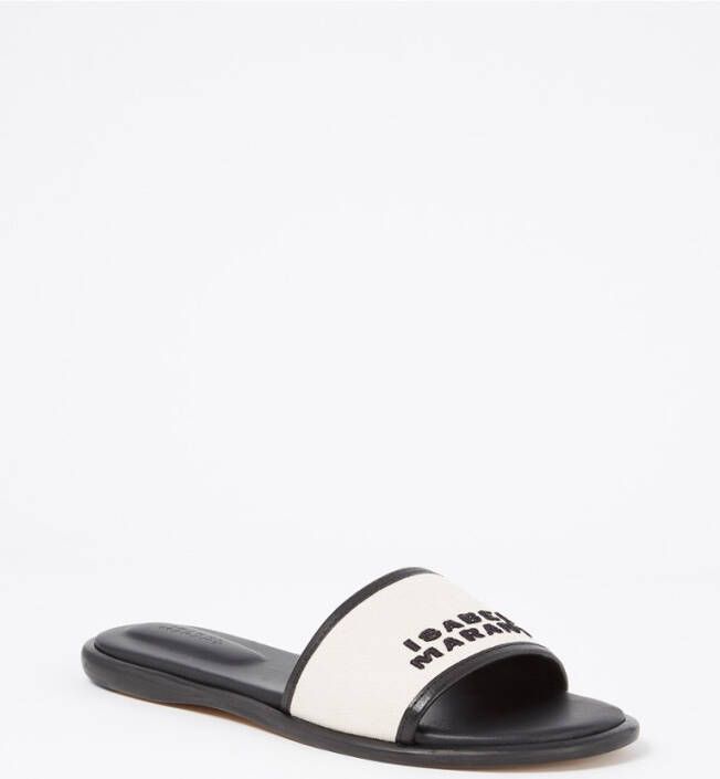 Isabel marant Vikee slipper van canvas met leren details - Schoenen.nl
