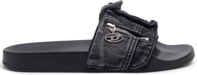Diesel Sa-Mayemi PK denim slippers Zwart - Schoenen.nl
