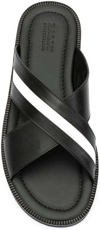 Bally Slippers met logostreep Zwart - Schoenen.nl