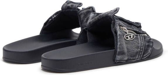 Diesel Sa-Mayemi PK denim slippers Zwart - Schoenen.nl