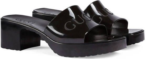Gucci 60mm sandalen met logo-reliëf Zwart - Schoenen.nl