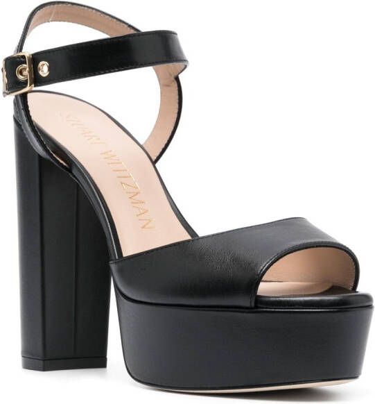 Stuart Weitzman Ryder sandalen met plateauzool Zwart - Schoenen.nl