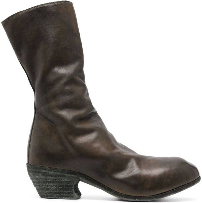 Guidi Leren enkellaarzen Groen - Schoenen.nl