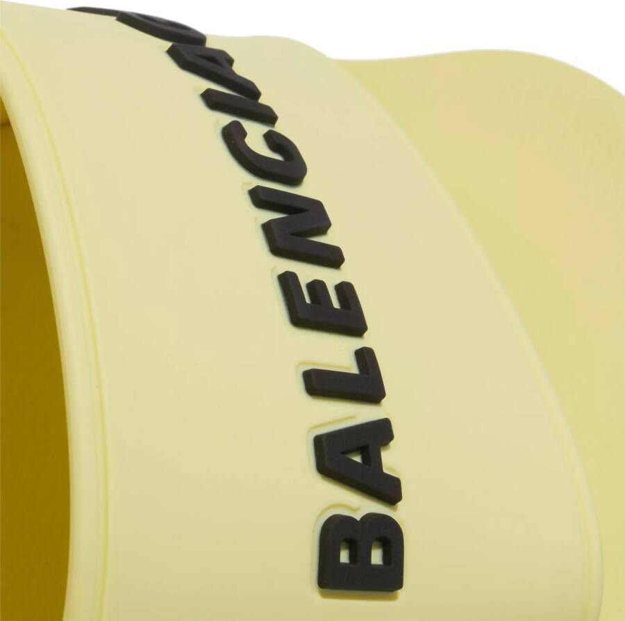 Balenciaga Sandalen Pool Slide Rubb. Logo in geel - Schoenen.nl