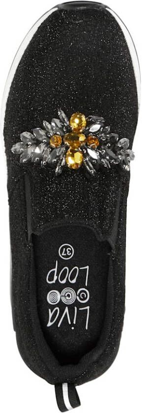 Liva Loop Sneaker in glitterlook Zwart - Schoenen.nl