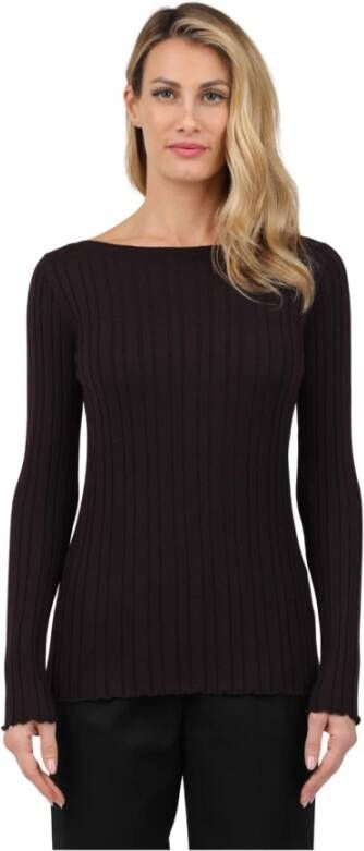 Alpha Studio Lange mouwen boothals top met knoopdetail - Schoenen.nl