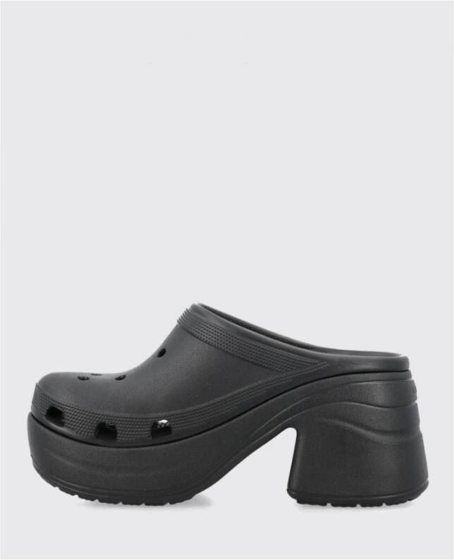 Crocs Zwarte hoge hak platformklompen - Schoenen.nl
