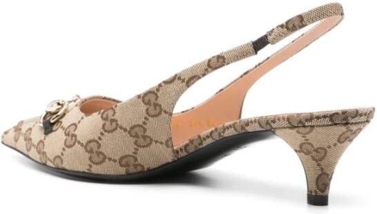 Gucci Handtekening Horsebit Beige Bruin Slingback Hakken Beige Dames ...