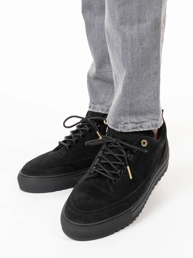Mason Garments Zwarte Suede Sneakers met Gouden Accents Black Heren - Schoenen.nl