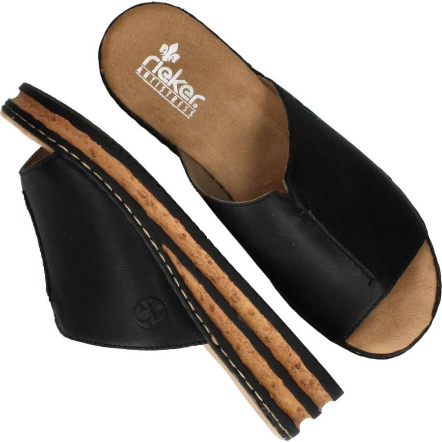 Rieker Zwarte Synthetische Slipper met Zacht Voetbed Black Dames ...