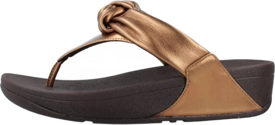 FitFlop Metallic Knoop Flip Flops Brown Dames - Schoenen.nl