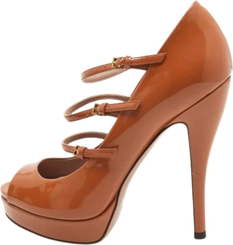 Gucci Vintage Pre-owned Leather heels Brown Dames - Schoenen.nl