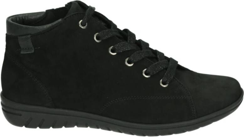 Hartjes Sportieve Mid Damesschoenen Zwart Nubuck - Schoenen.nl