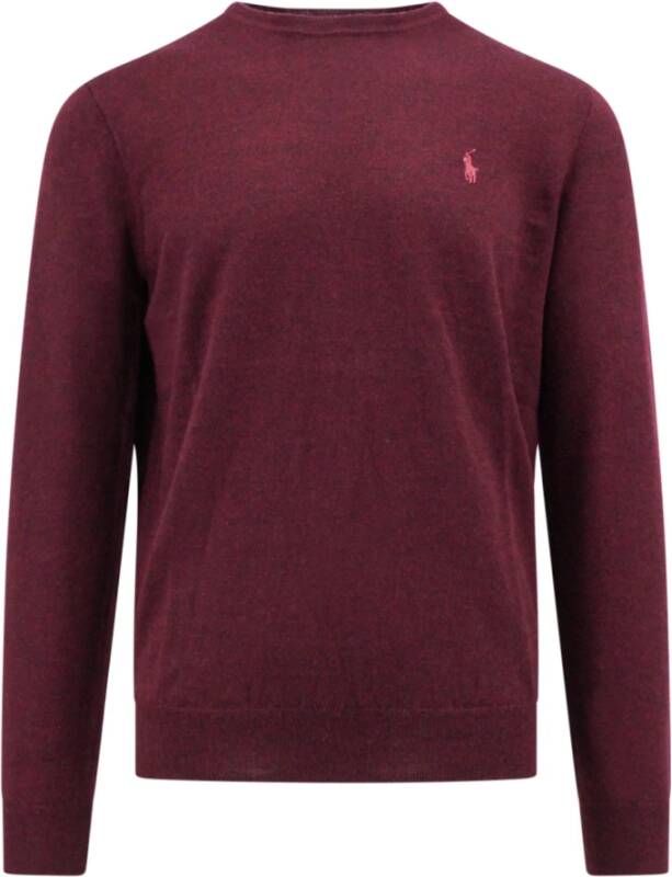 Polo Ralph Lauren Rode Wollen Trui Lange Mouw Ribboord chet - Schoenen.nl
