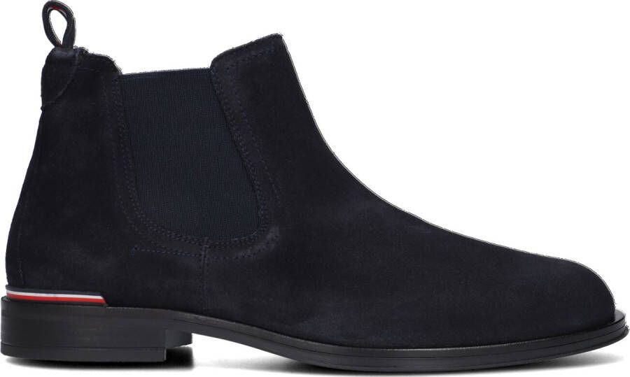 Tommy Hilfiger Blauwe Suède Chelsea Boots Core RWB Blue Heren - Schoenen.nl
