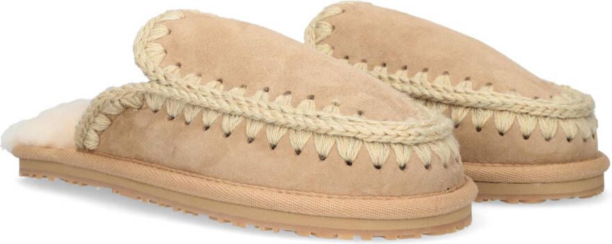 MOU Slipper Full Eskimo Stitch Pantoffels Sloffen Dames Camel - Schoenen.nl