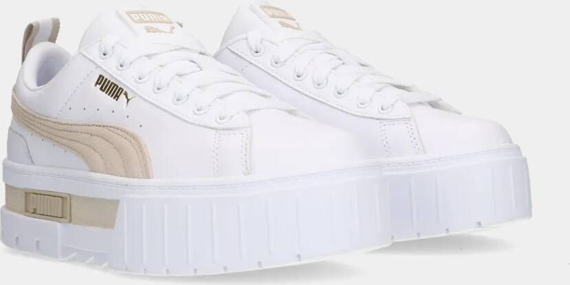PUMA Mayze Lth White Peyote dames sneakers - Schoenen.nl