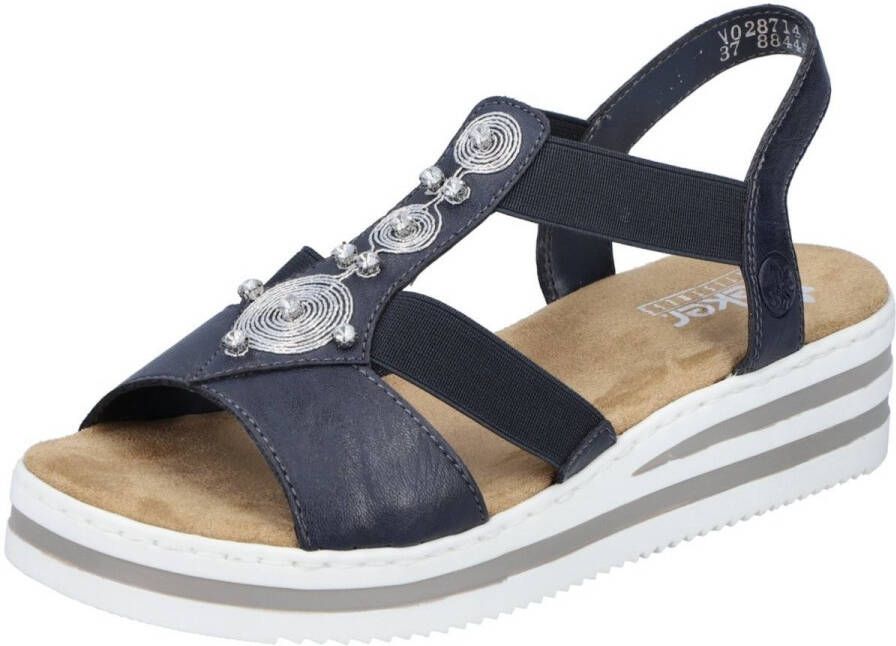 Rieker Sandalen zomerschoen sandaal sleehak met gestreepte zool ...