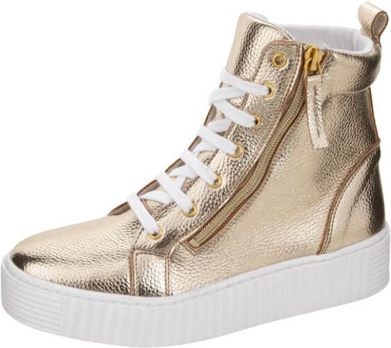 Studio W Hoge sneaker in metallic look Champagne - Schoenen.nl