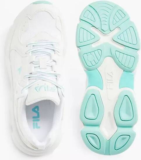 Fila Witte chunky sneaker turqoise zool - Schoenen.nl