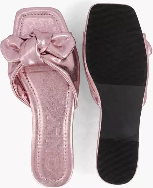 Only Shoes Roze metallic slipper strik - Schoenen.nl