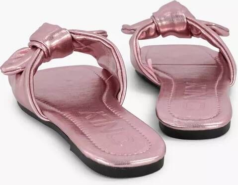 Only Shoes Roze metallic slipper strik - Schoenen.nl