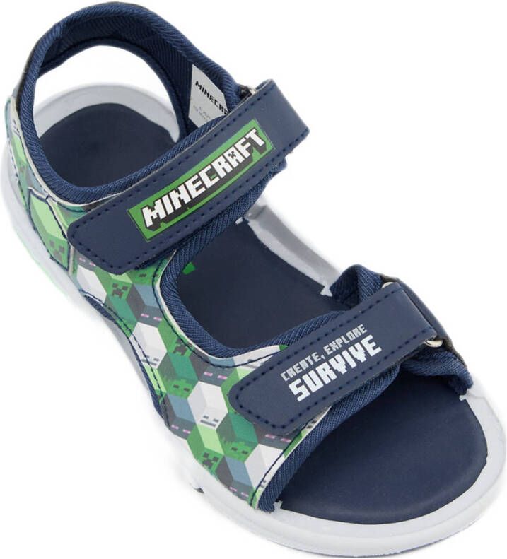 Minecraft sandalen met lichtjes groen blauw - Schoenen.nl