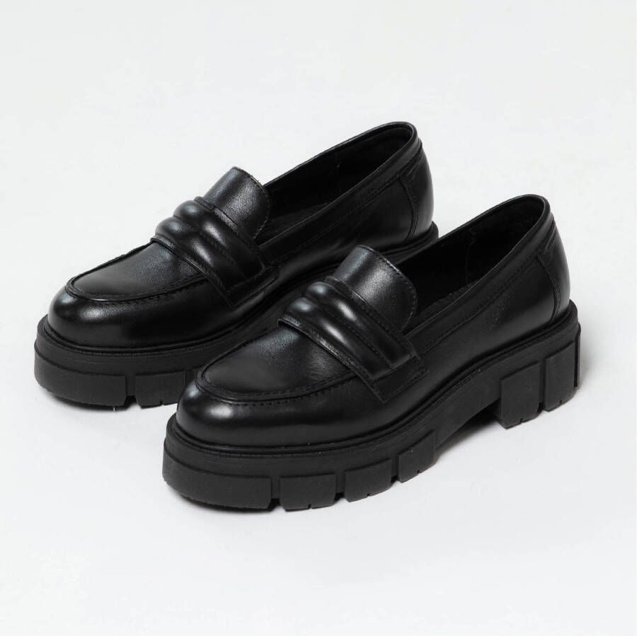 Sacha Dames Zwarte loafers met chunky zool - Schoenen.nl