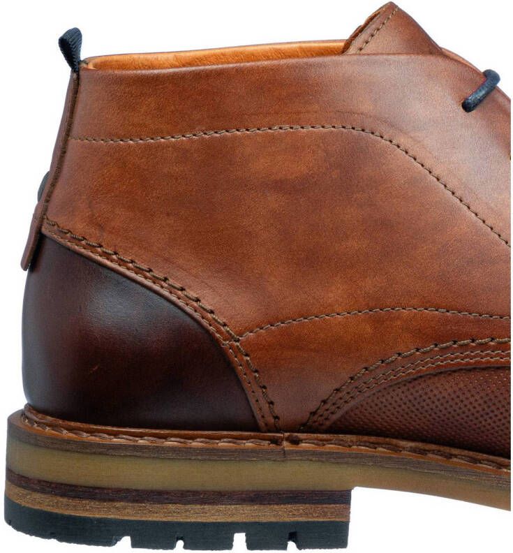 Van Lier Dino leren veterschoenen cognac - Schoenen.nl