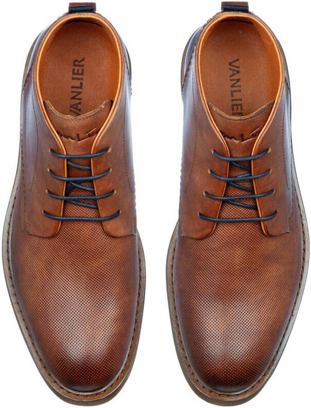 Van Lier Dino leren veterschoenen cognac - Schoenen.nl