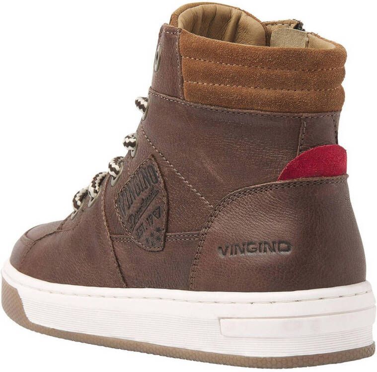 Vingino Sil Mid Hoge sneakers Leren Sneaker Jongens Kids Bruin ...