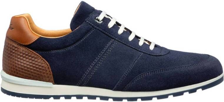 Van Lier Anzano suède sneakers donkerblauw - Schoenen.nl