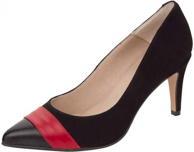 Studio W Pump van een mooie leermix Zwart Rood - Schoenen.nl