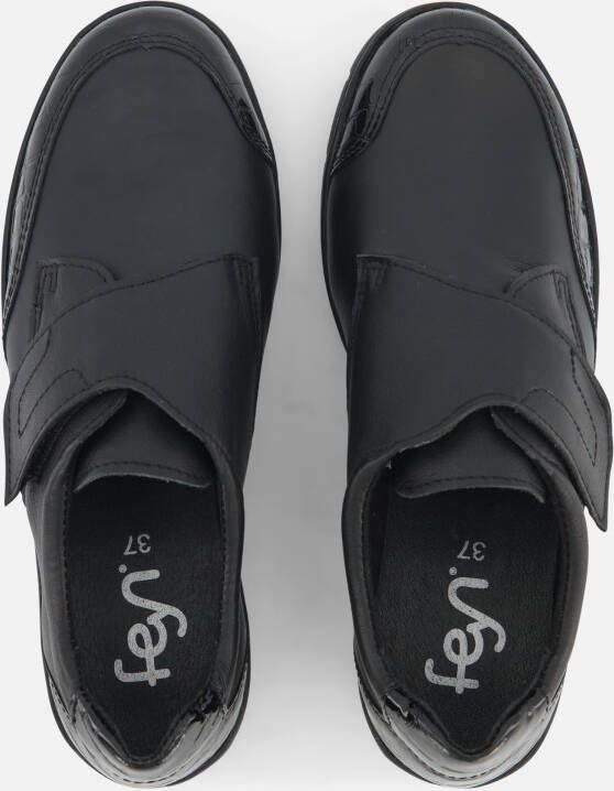 Feyn Luna Verlcro Instappers zwart Leer - Schoenen.nl