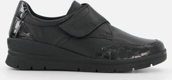 Feyn Luna Verlcro Instappers zwart Leer - Schoenen.nl